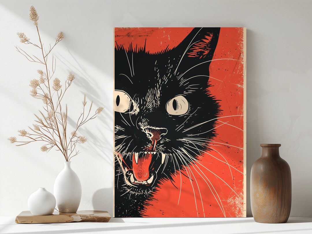 Gothic Black Cat Screenprint Poster Behance Contest Winner Noir Art ...