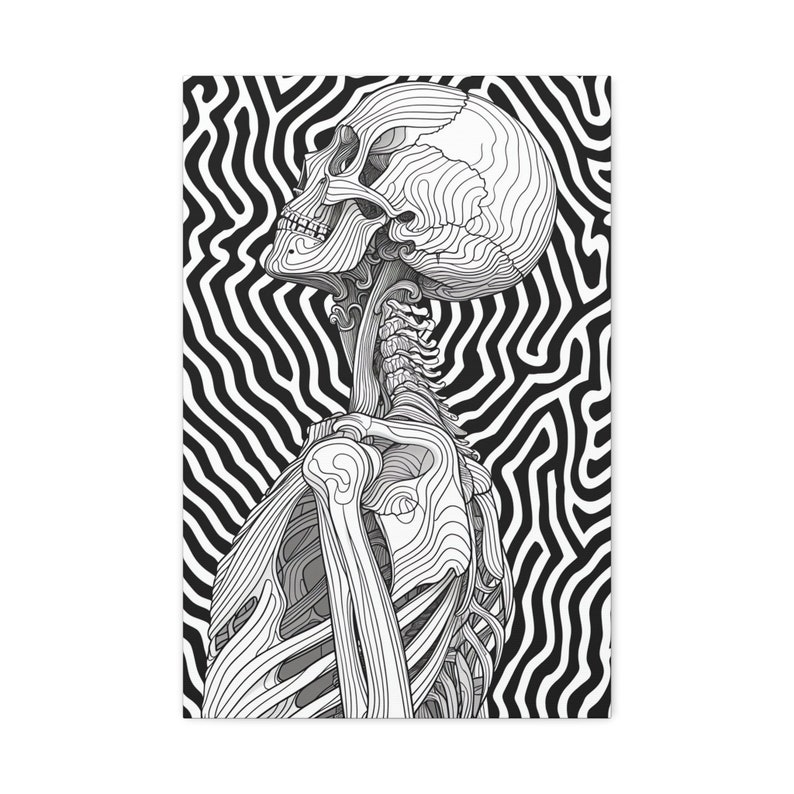 Psychedelic Skeleton Canvas Detailed Lineart Drawing HD Poster Print ...