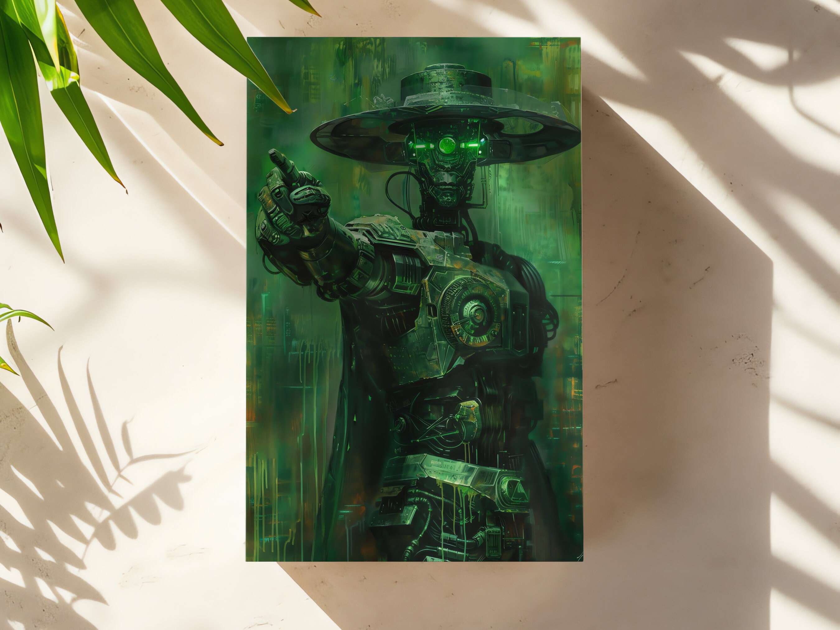 Cyberpunk Robot Gunner Afrofuturism Canvas Art Print Steampunk Cyborg ...
