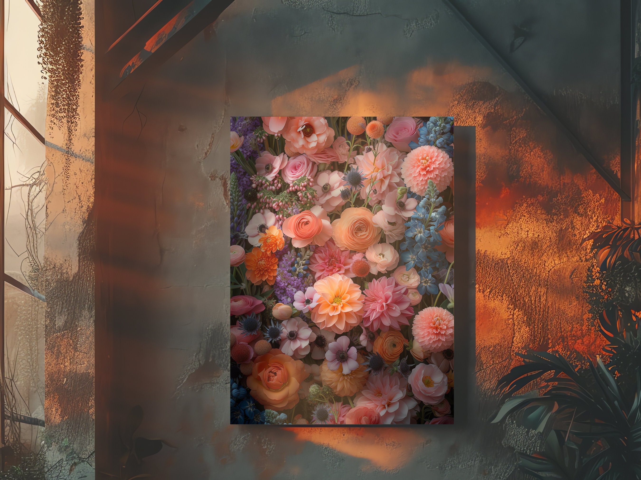 Rococo Floral Still Life Canvas Inspired by Classic Baroque Close up ...