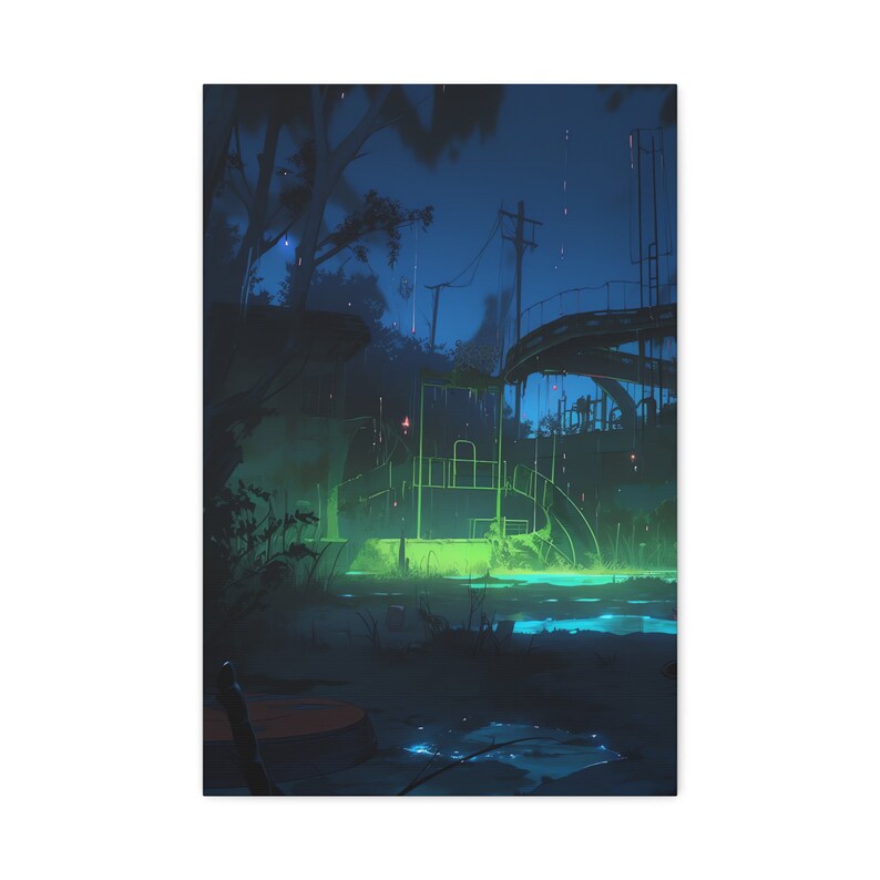 Neon Park Night Canvas Environmental Art Radioactive Swamp Theme Retro ...