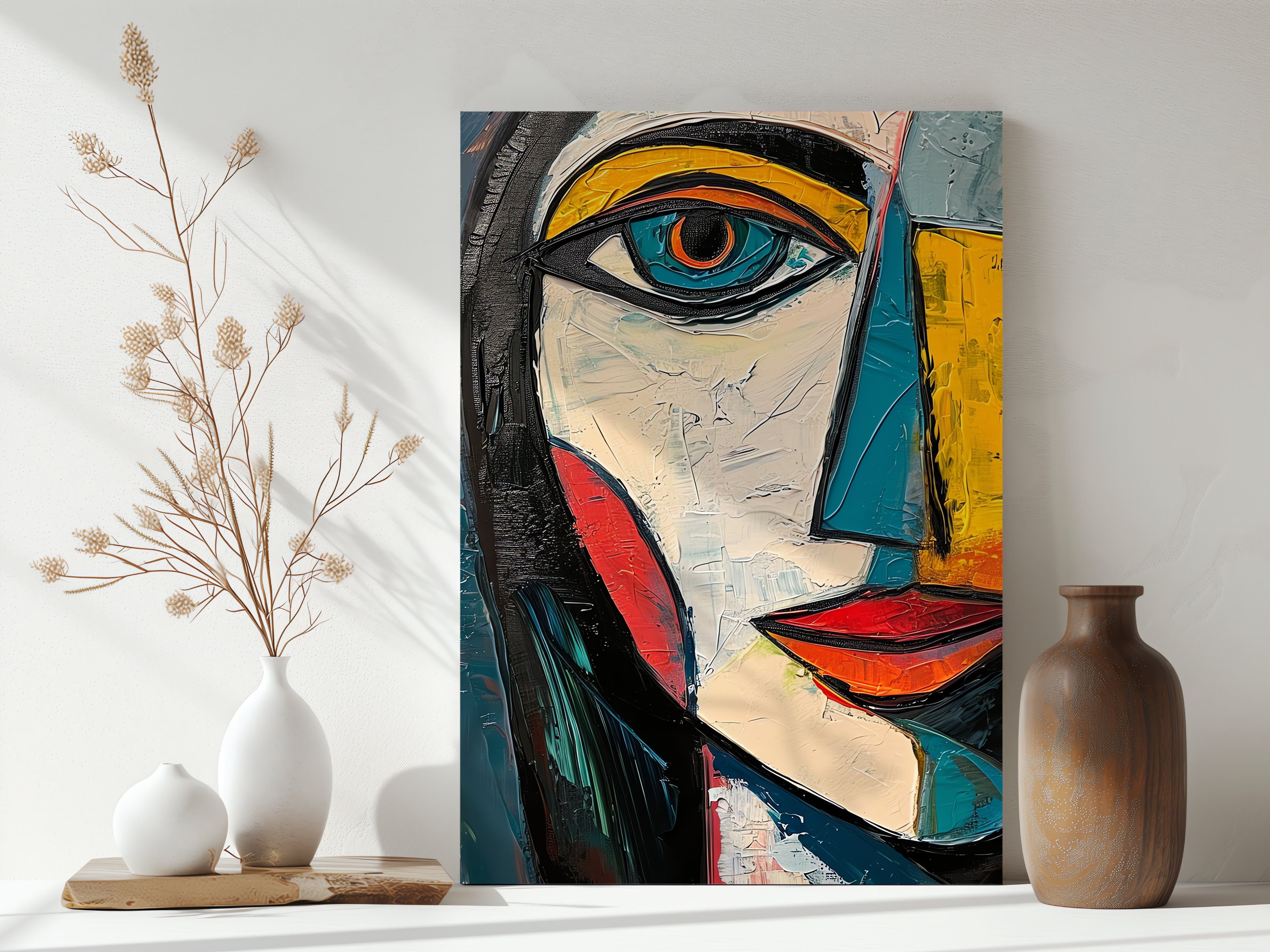 Abstract Lyrical Portrait Canvas Ultrafine Detail Female Face Painting ...