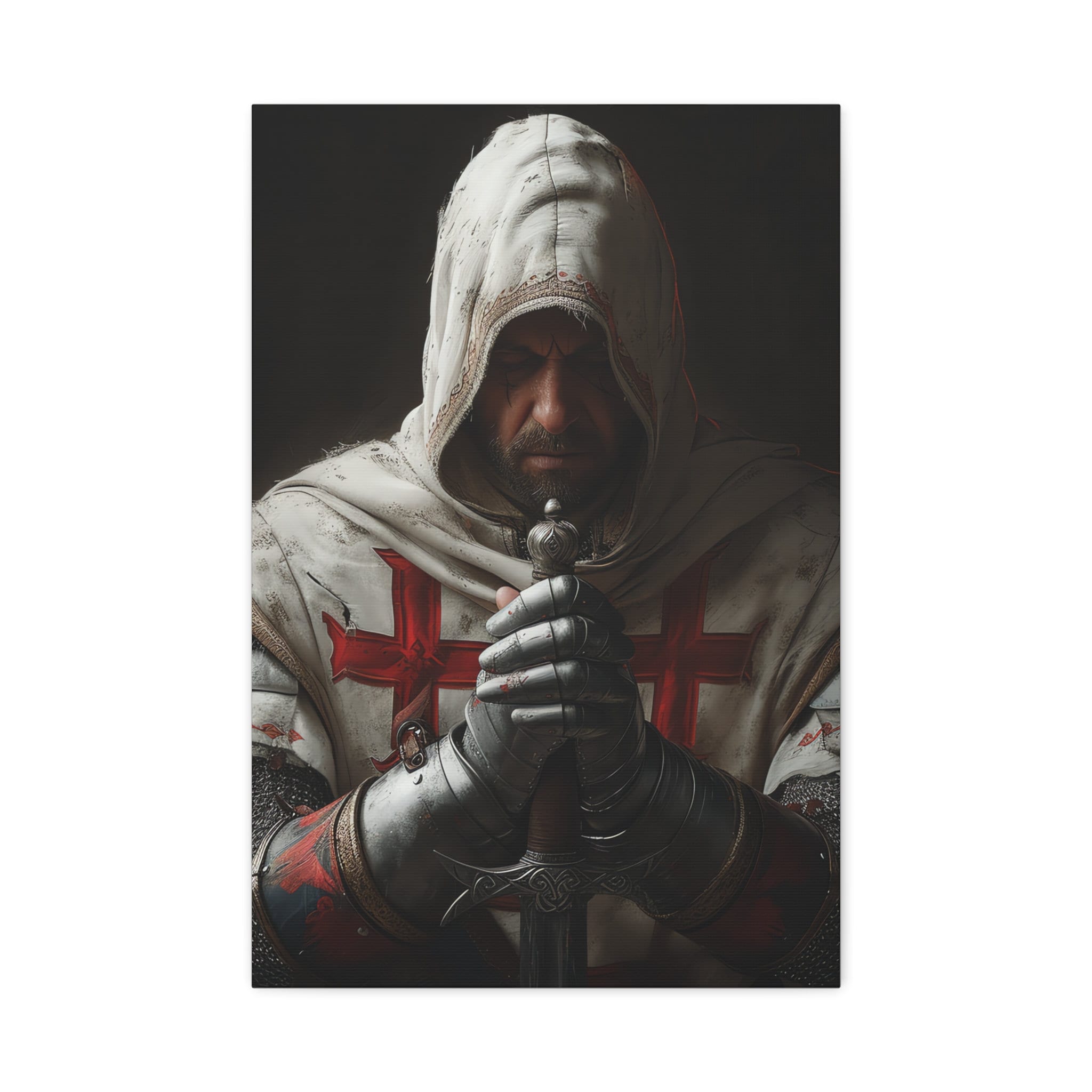 Medieval Crusader Sword Close-up Digital Painting Canvas Mannerism ...