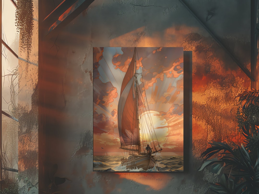 Sailboat Sunset Canvas Fantasy Art Comic Book Panel Artstation Contest ...