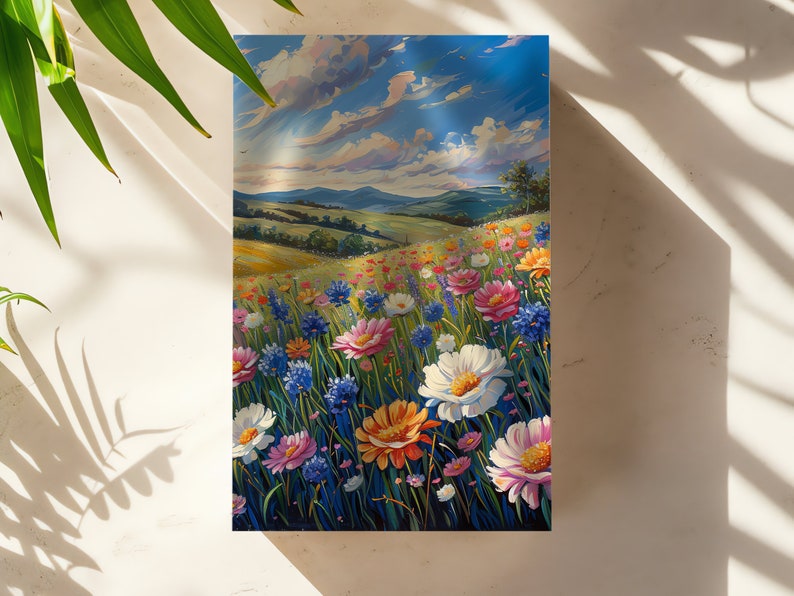 Vibrant Meadow Scene American Landscape Oil Painting Canvas Art ...