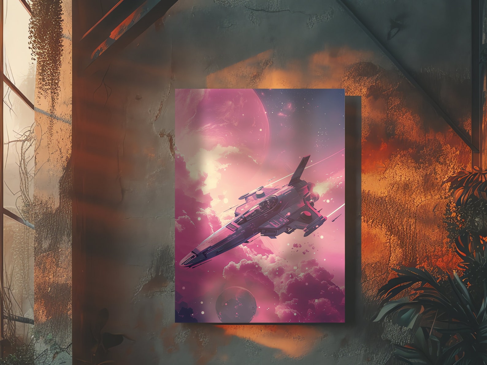 Neon Pirate Spaceship Space Art Canvas Behance Contest Winner Synthwave ...