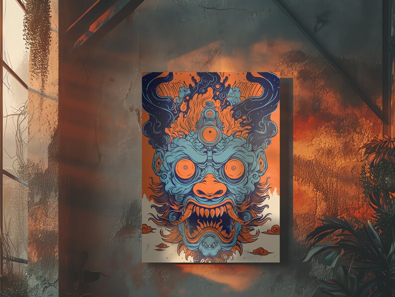 Psychedelic Demon Imagery Surreal Art Poster Abstract Canvas Art ...