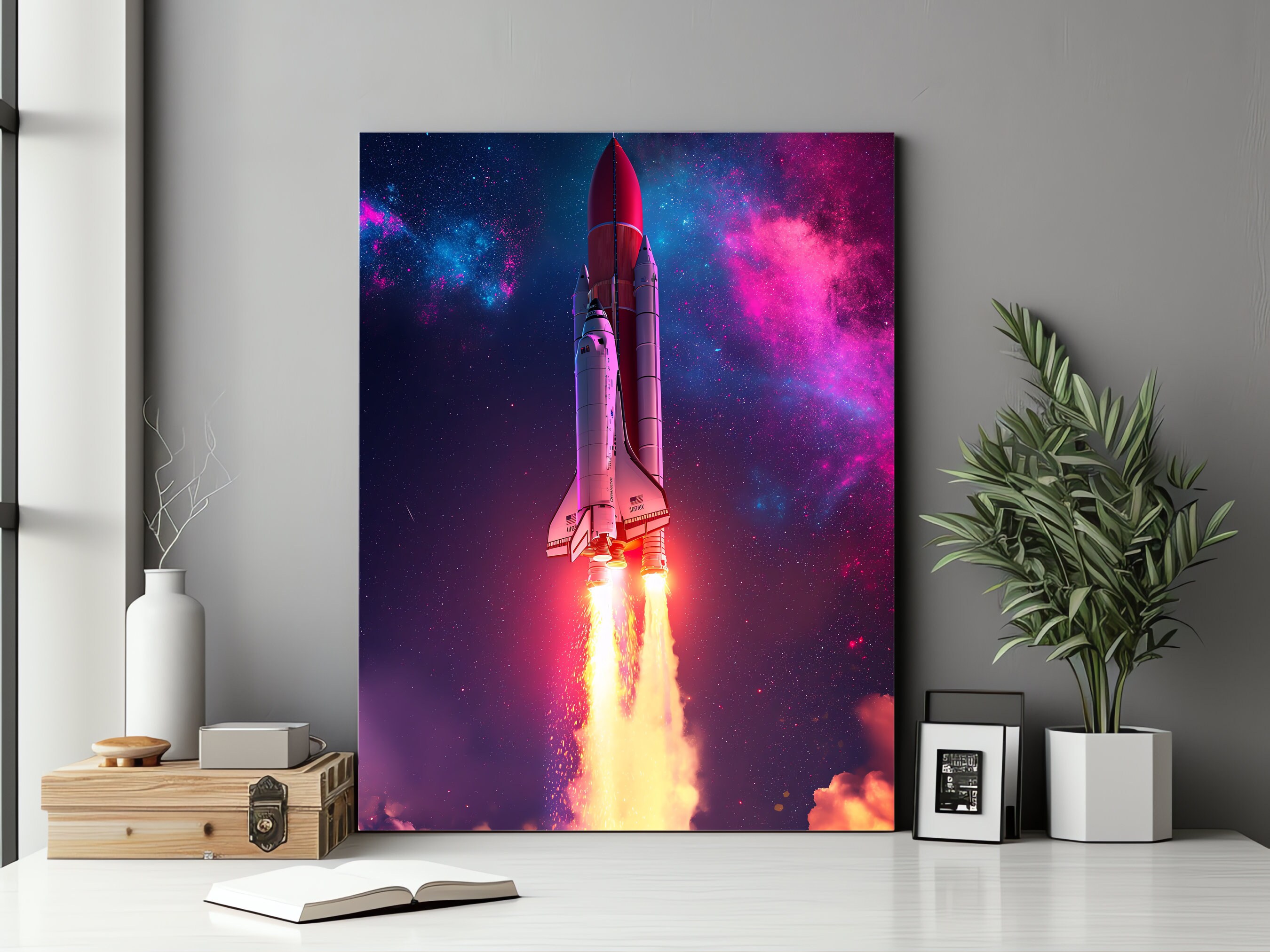 3D Space Shuttle Launch Render Redshift Spectrum Art Cosmic Plane ...