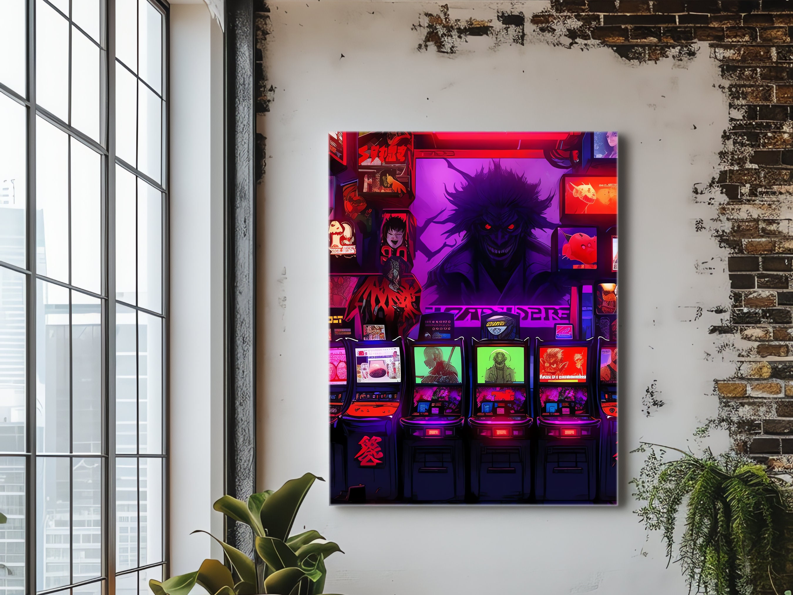 Cyberpunk Arcade Room Canvas Neo-geo Arcade Cabinet Art Futuristic Game ...