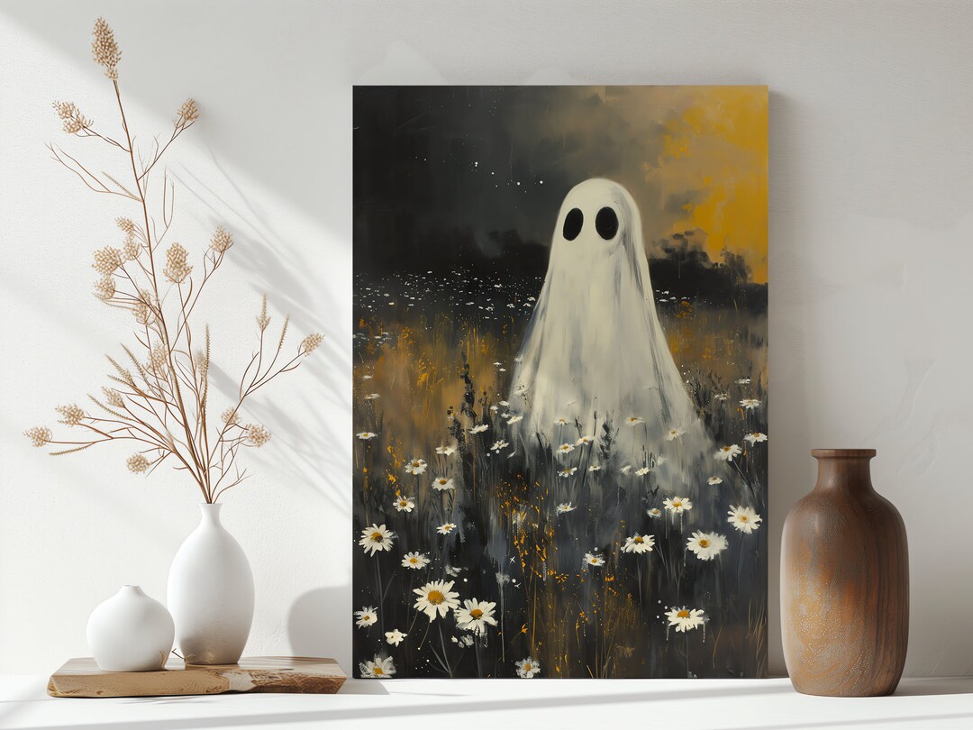 Ghostly Vision in Daisy Field Digital Tonalism Art Haunting Realism ...