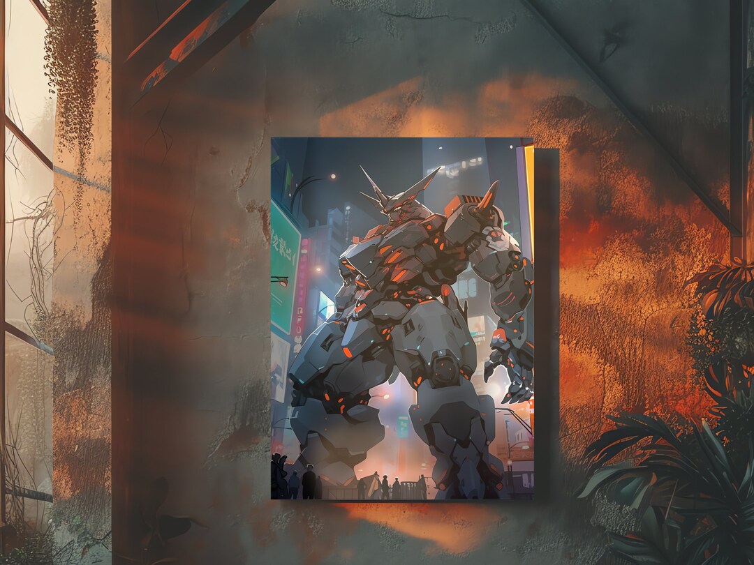 Giant Robot City Modern Mecha Anime Art Canvas X4 X2 Upscaled ...