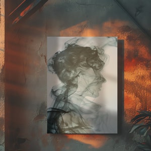 Monochrome Female Face Airbrush Canvas Art Fluid Smoke Design ...
