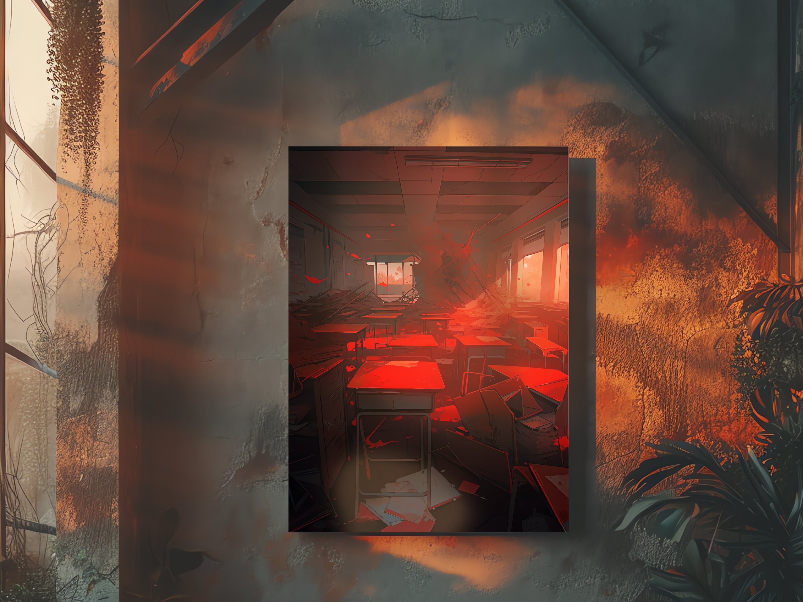 Anime Classroom Scene Concept Art Canvas 4x2 Upscale VFX Keyframe Auto ...