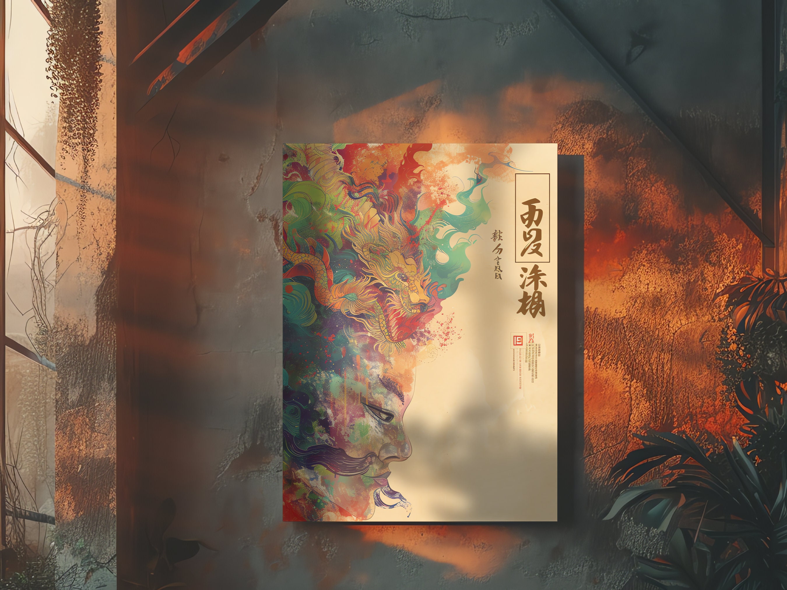 Dragon Head Man Poster Ancient Chinese Art Influence Vibrant ...