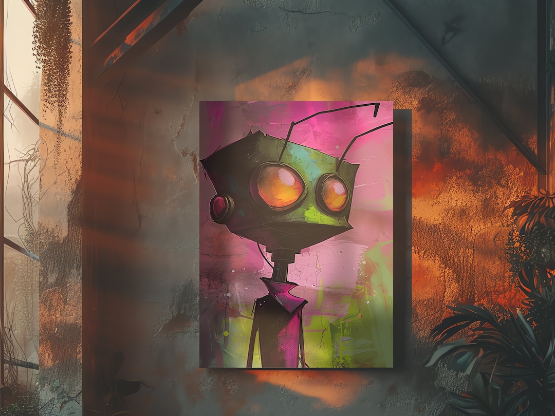 Pop Surrealism Robot Canvas Glowing Eyes Inspired by Sci-fi Invader ...
