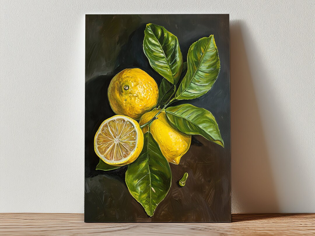 Ultra-fine Lemon & Leaves Painting Inspired by American Scene Art 4K ...