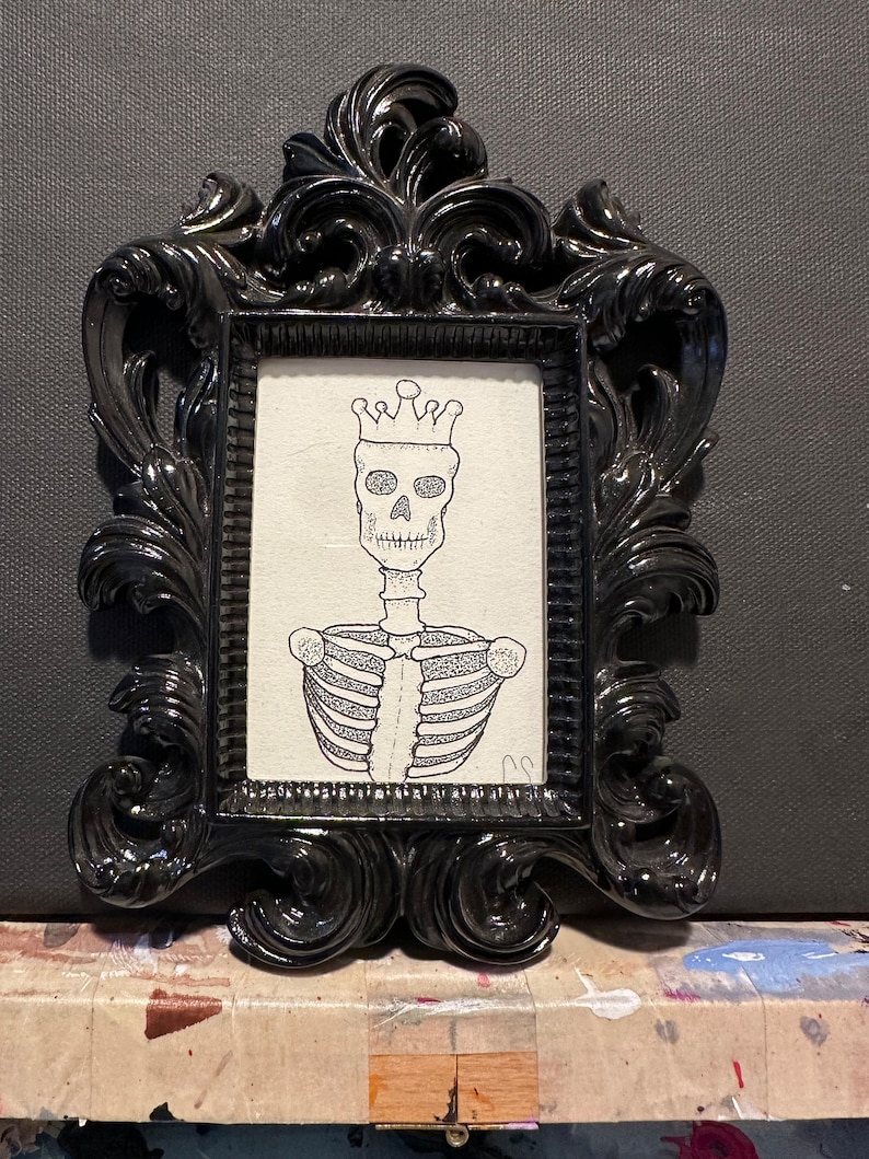Royal Skull - Original Pen Artwork - Miniature Framed Art - Etsy