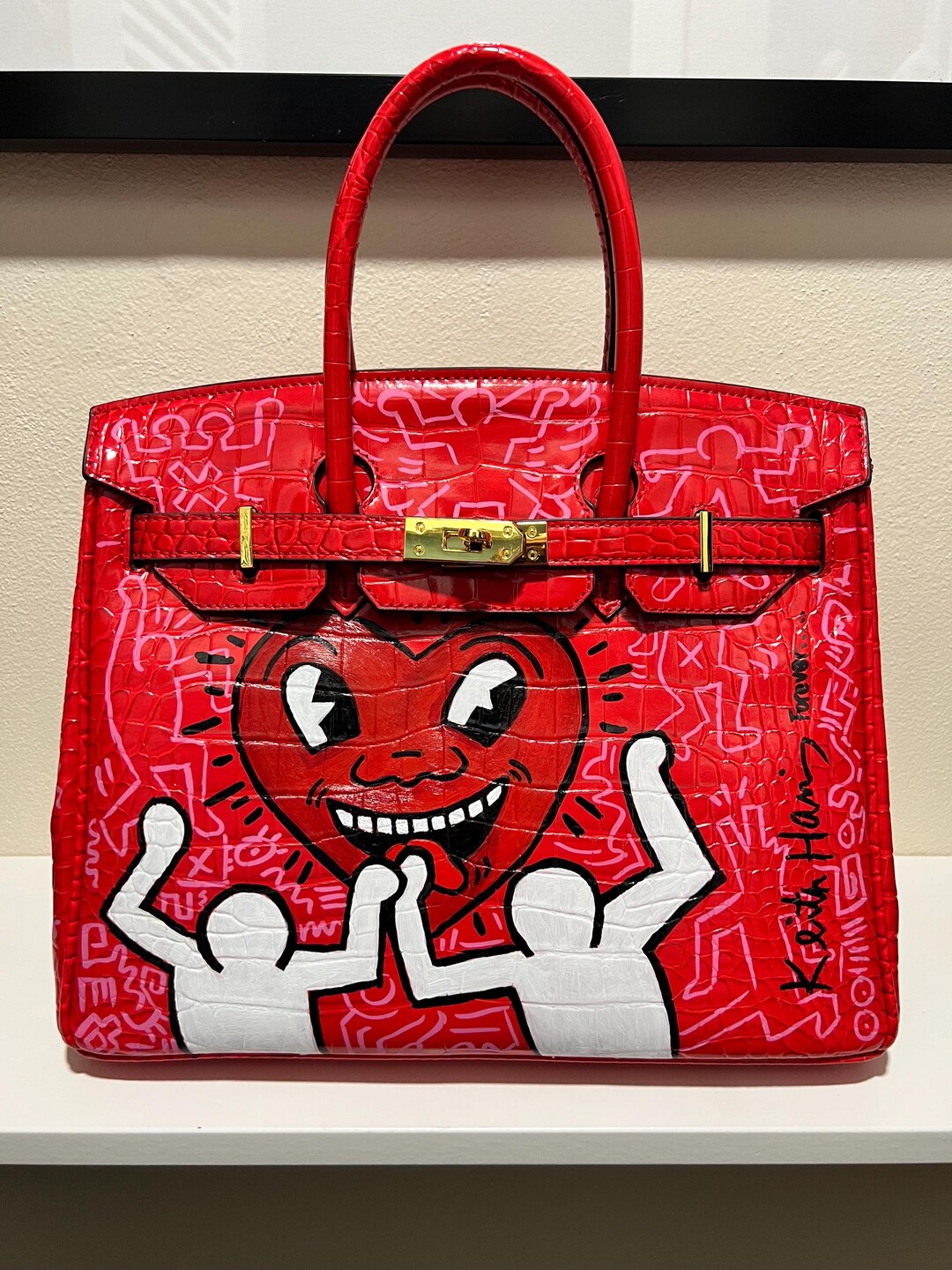 Custom Hand Painted Satchel Handbag Kaws Graffiti - Etsy