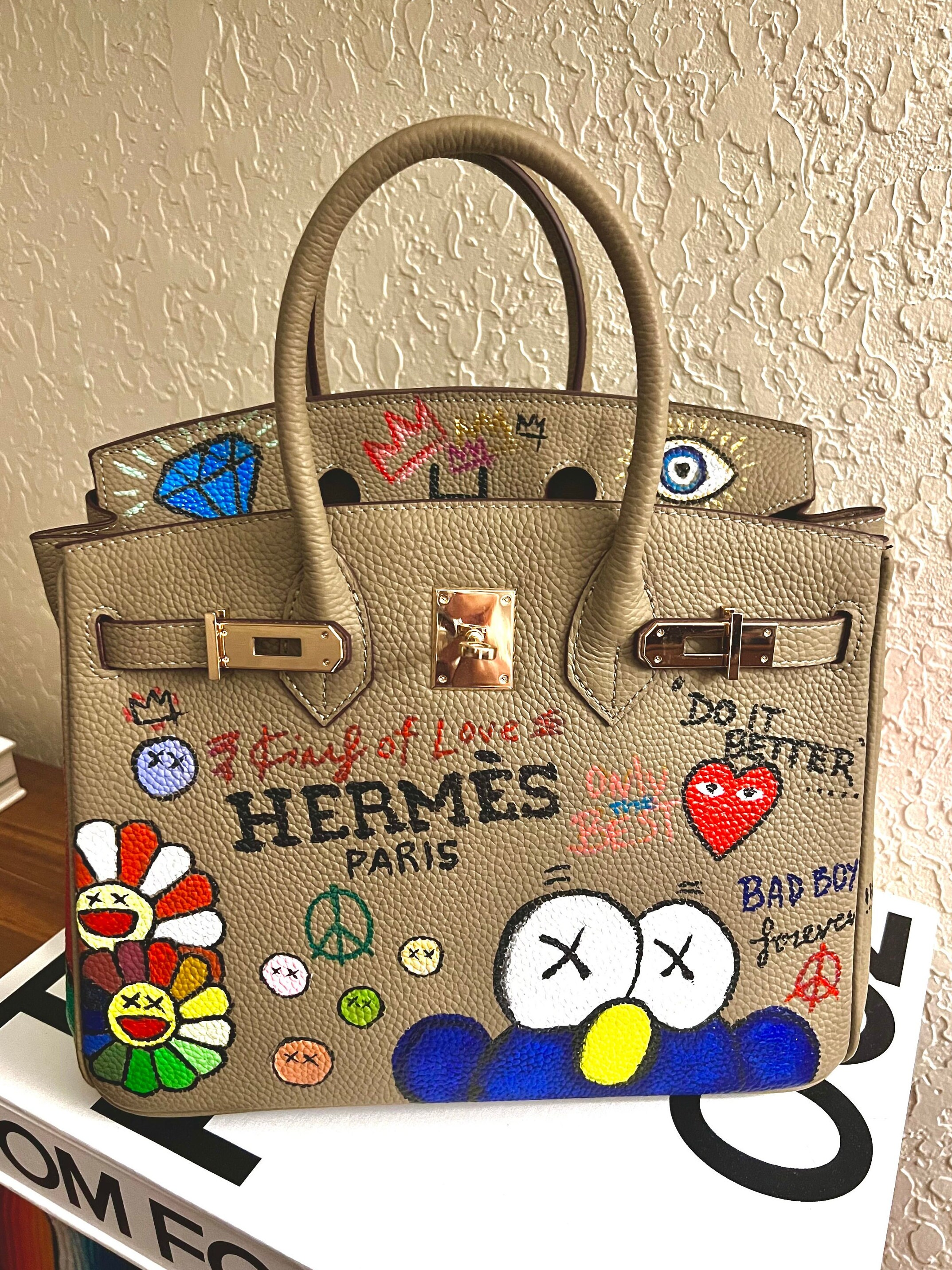Custom Hand Painted Satchel Handbag Kaws Graffiti - Etsy