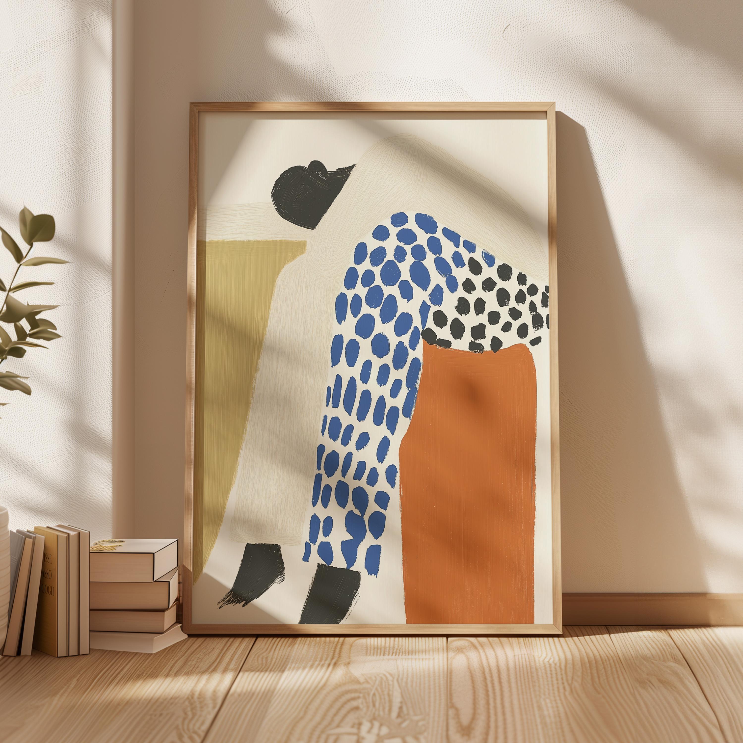 Abstract Figure Print: Blue & Orange Modern Wall Art (digital Download ...