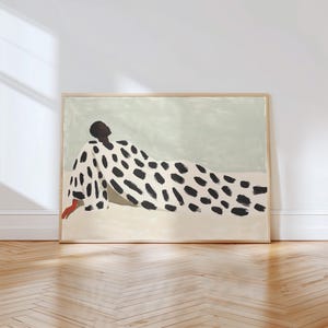 Minimalist Figure Art Print: Black and White Dotted Design (digital ...