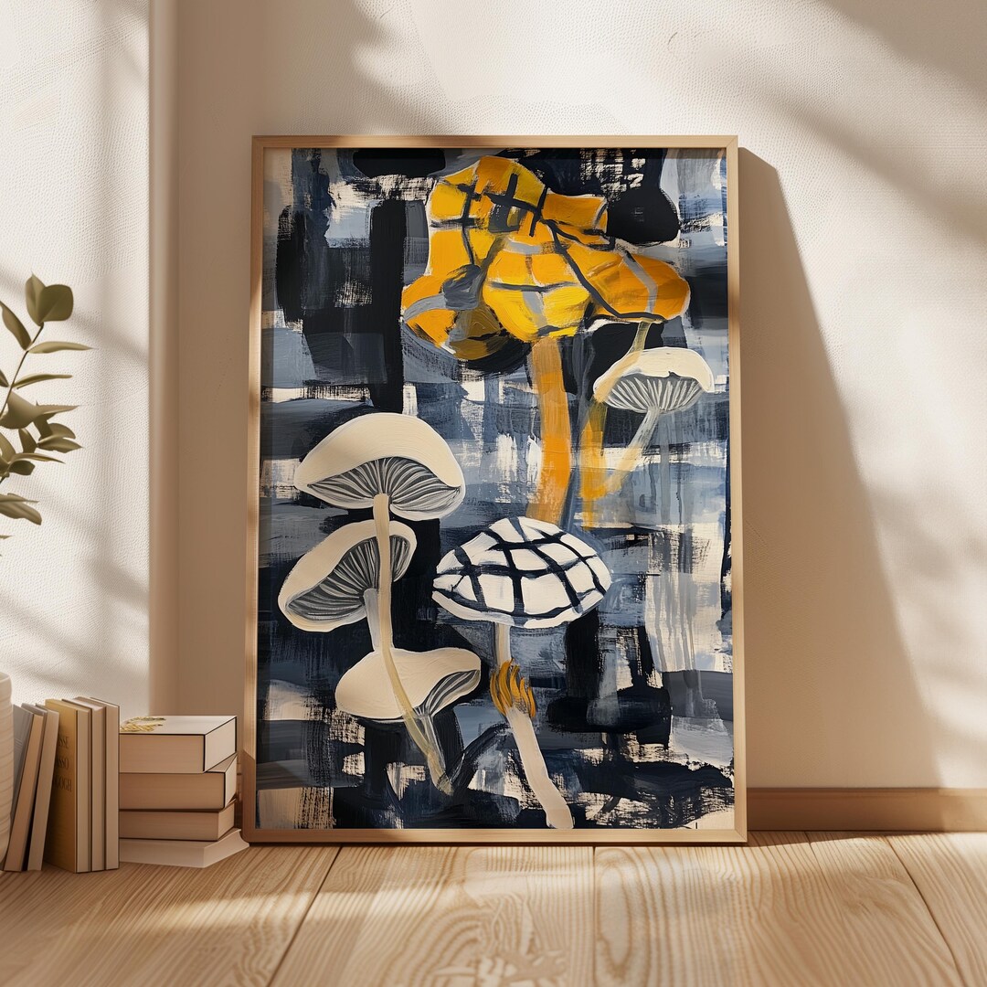 Abstract Mushroom Art Print: Modern Fungi Wall Decor (digital Download ...