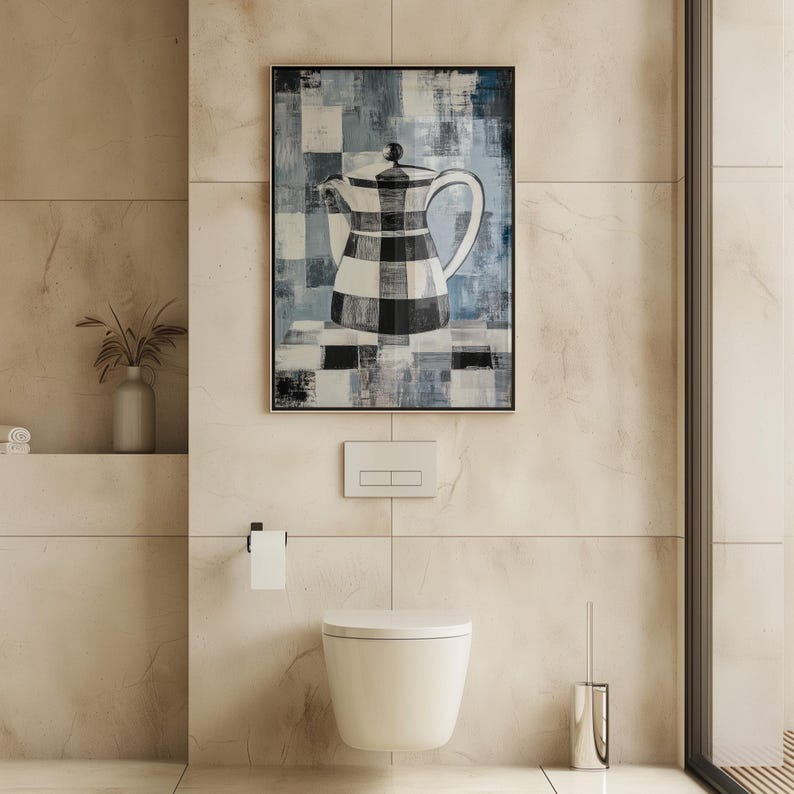 Checkered Kettle Art Print: Geometric Kitchen Decor (digital Download ...