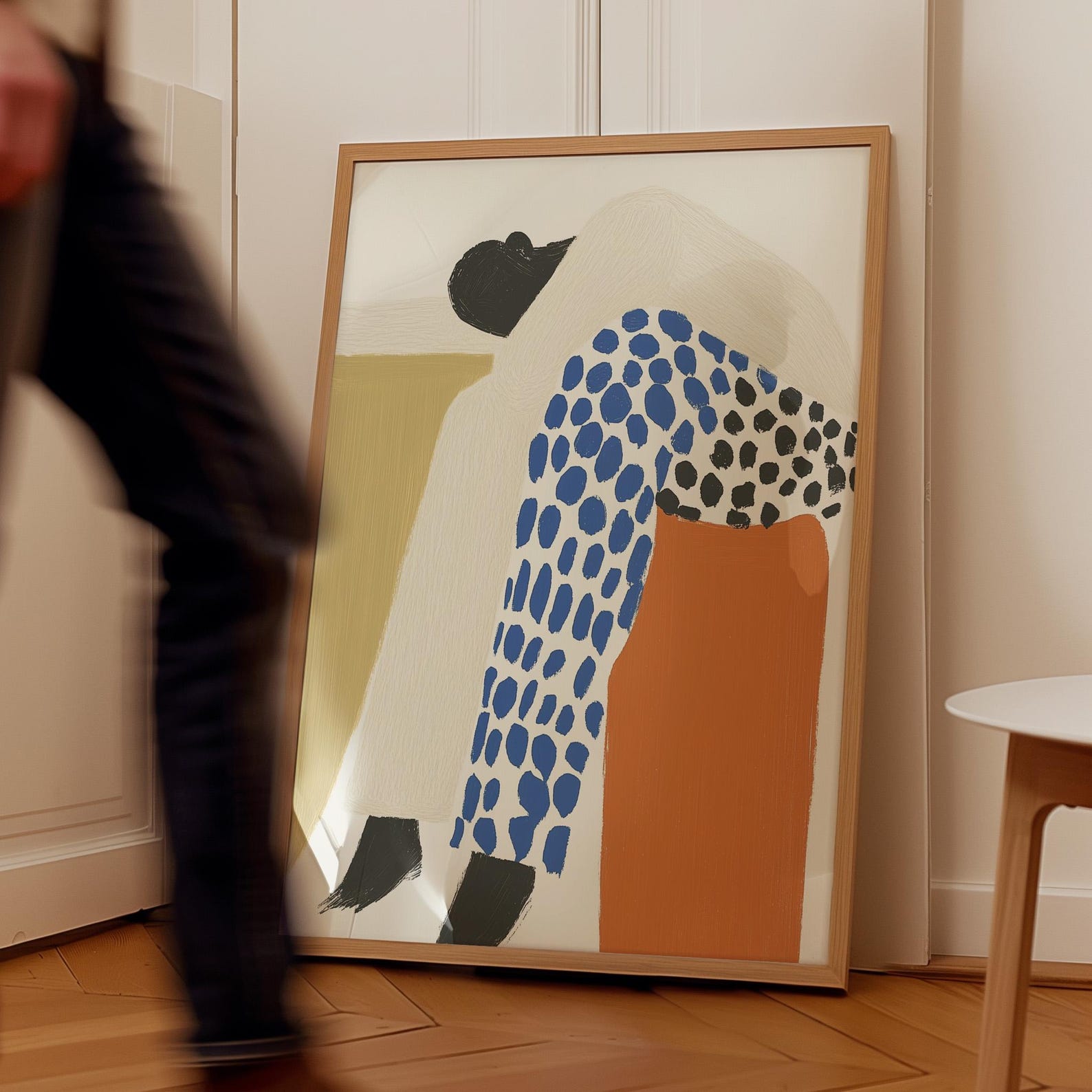 Abstract Figure Print: Blue & Orange Modern Wall Art (digital Download ...