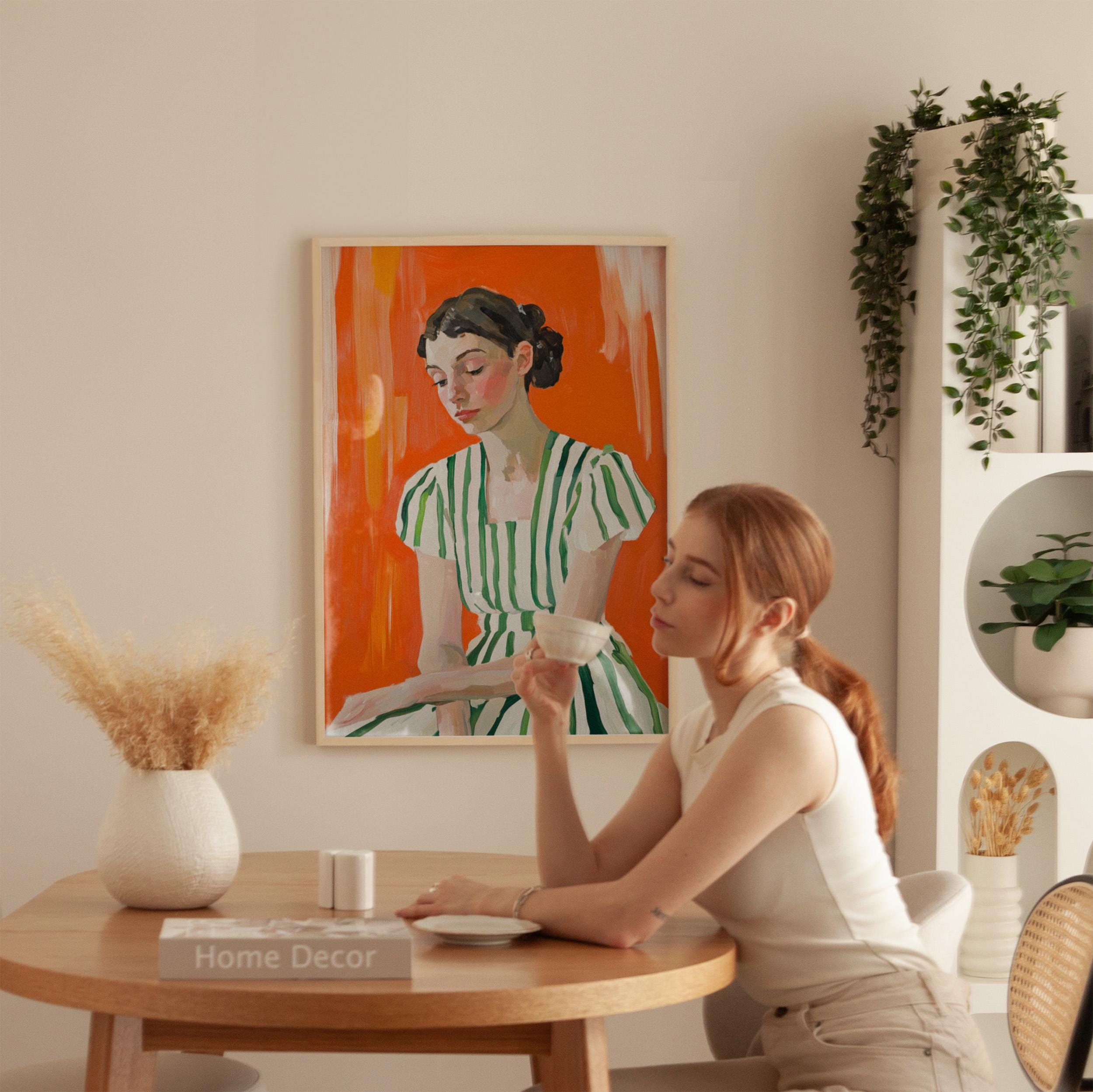 Woman in Green Dress Portrait: Modern Figurative Art (digital Download ...