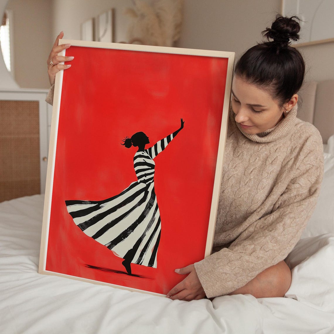 Red Abstract Woman Art Print: Modern Female Illustration (digital ...