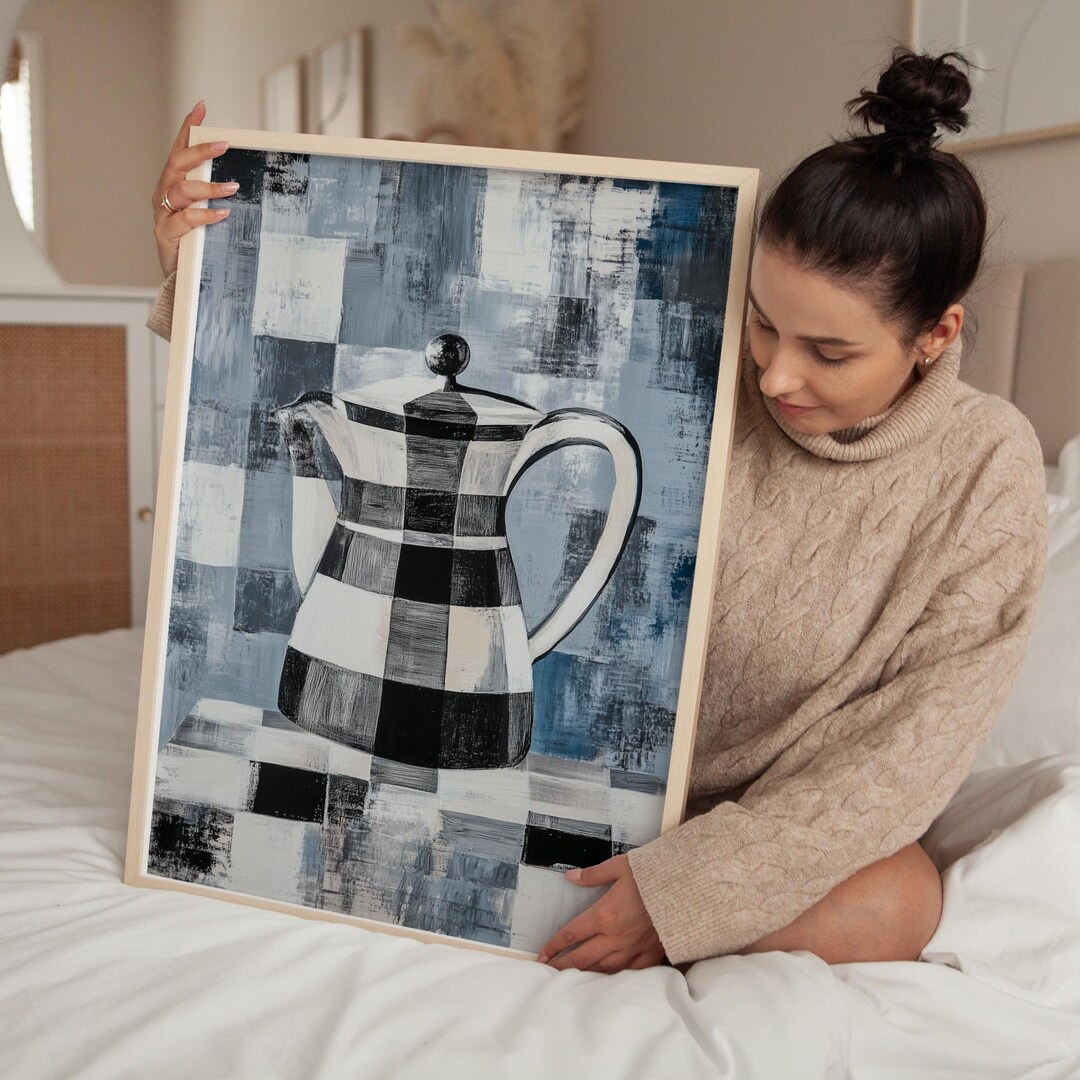 Checkered Kettle Art Print: Geometric Kitchen Decor (digital Download ...