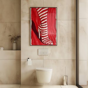Red Striped High Heel Art Print: Bold Fashion Illustration (digital ...