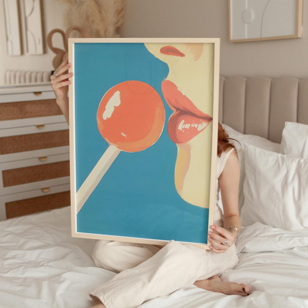 Pop Art Lips Lollipop Print: Retro Colorful Wall Art (digital Download ...