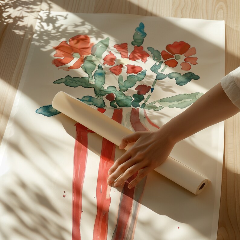 Red Floral Print: Abstract Flower Vase Illustration (digital Download ...
