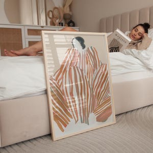 Abstract Striped Figure Art Print, Modern Minimalist Wall Art, Neutral ...