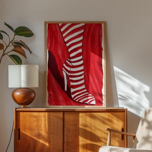 Red Striped High Heel Art Print: Bold Fashion Illustration (digital ...