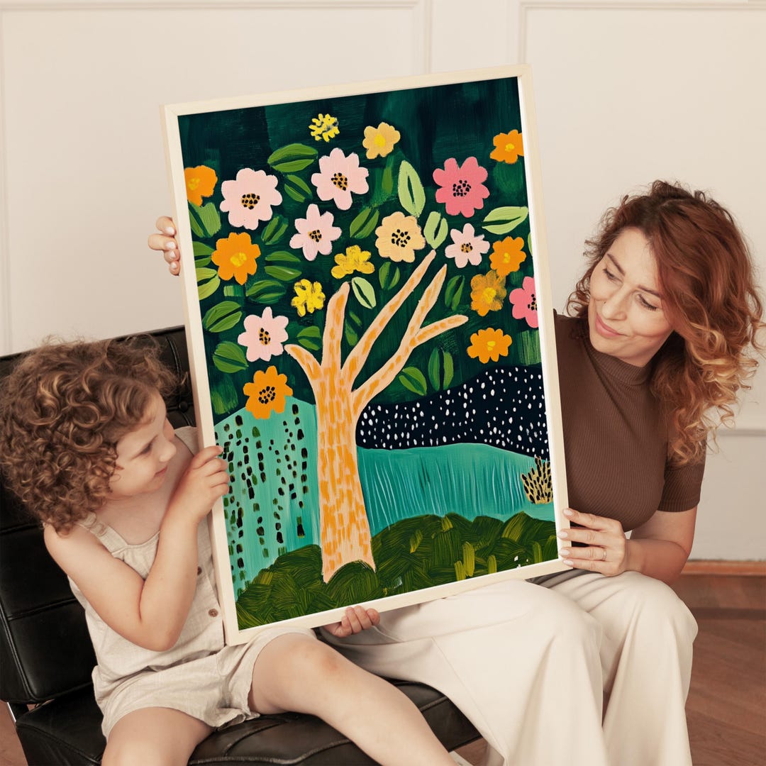 Floral Tree Art Print: Vibrant Botanical Illustration (digital Download ...