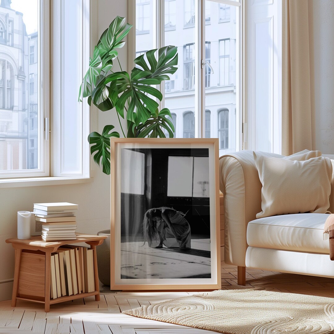 Contemplative Dancer in Solitude Print, Black and White Emotional Dance Photography, Dance Wall ...