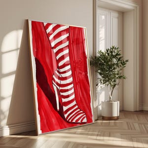 Red Striped High Heel Art Print: Bold Fashion Illustration (digital ...