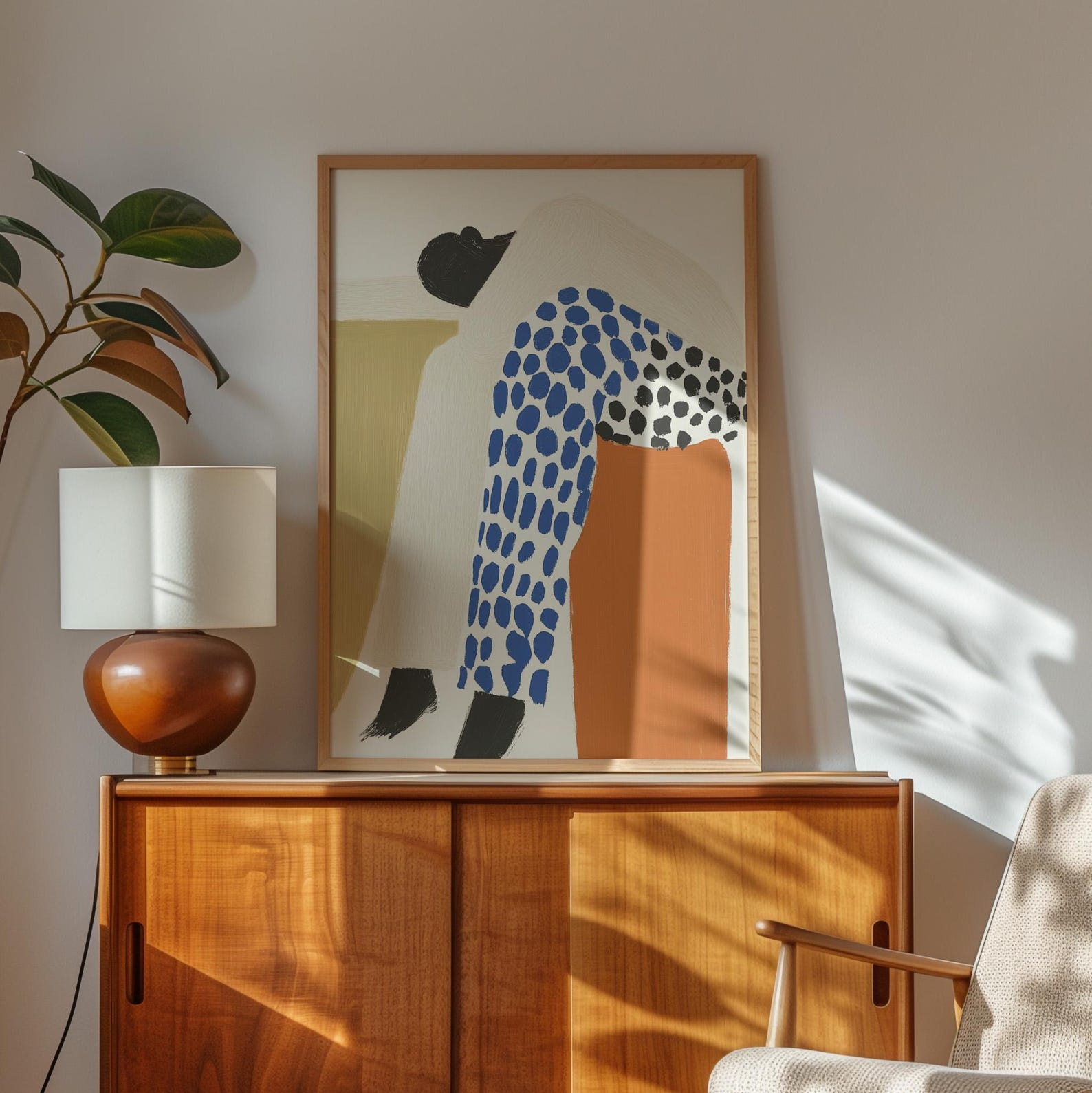Abstract Figure Print: Blue & Orange Modern Wall Art (digital Download ...