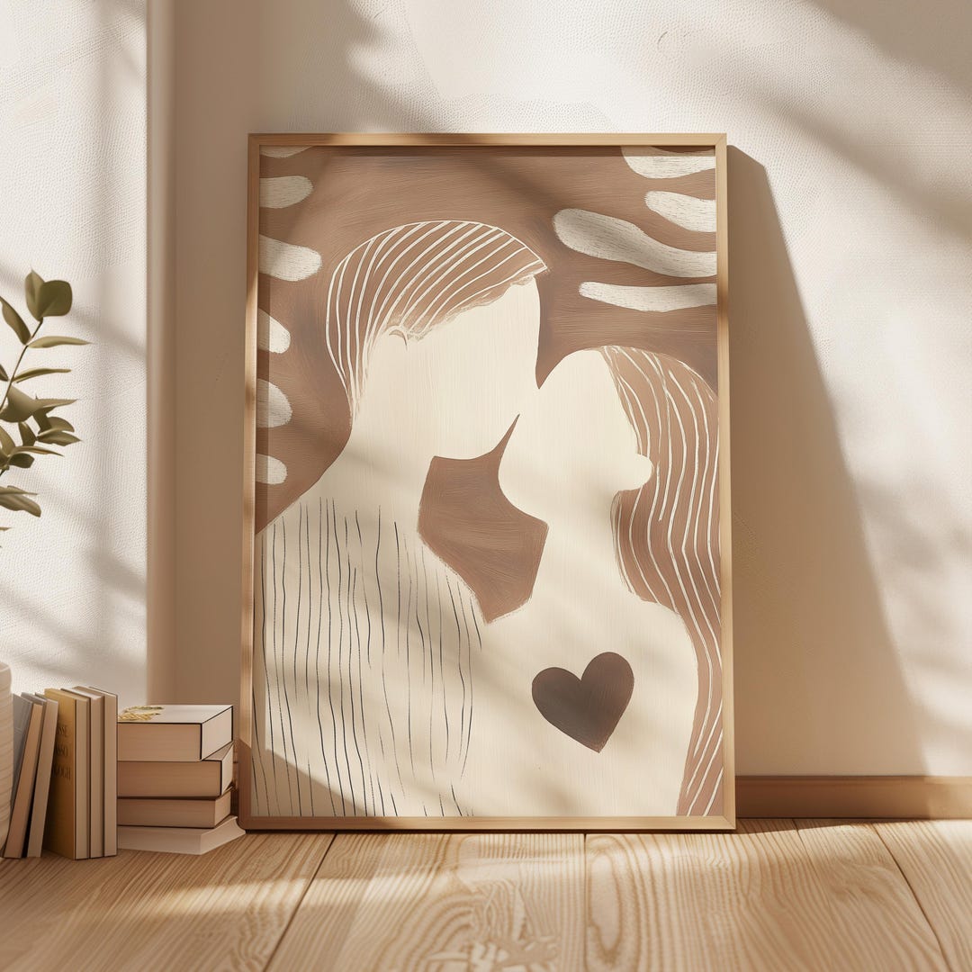 Abstract Couple Heart Art Print: Minimalist Love Illustration (digital ...