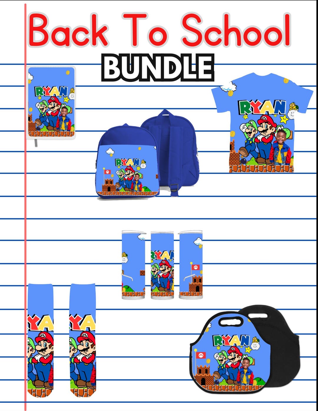 Marios World Back to School Bundle - Etsy