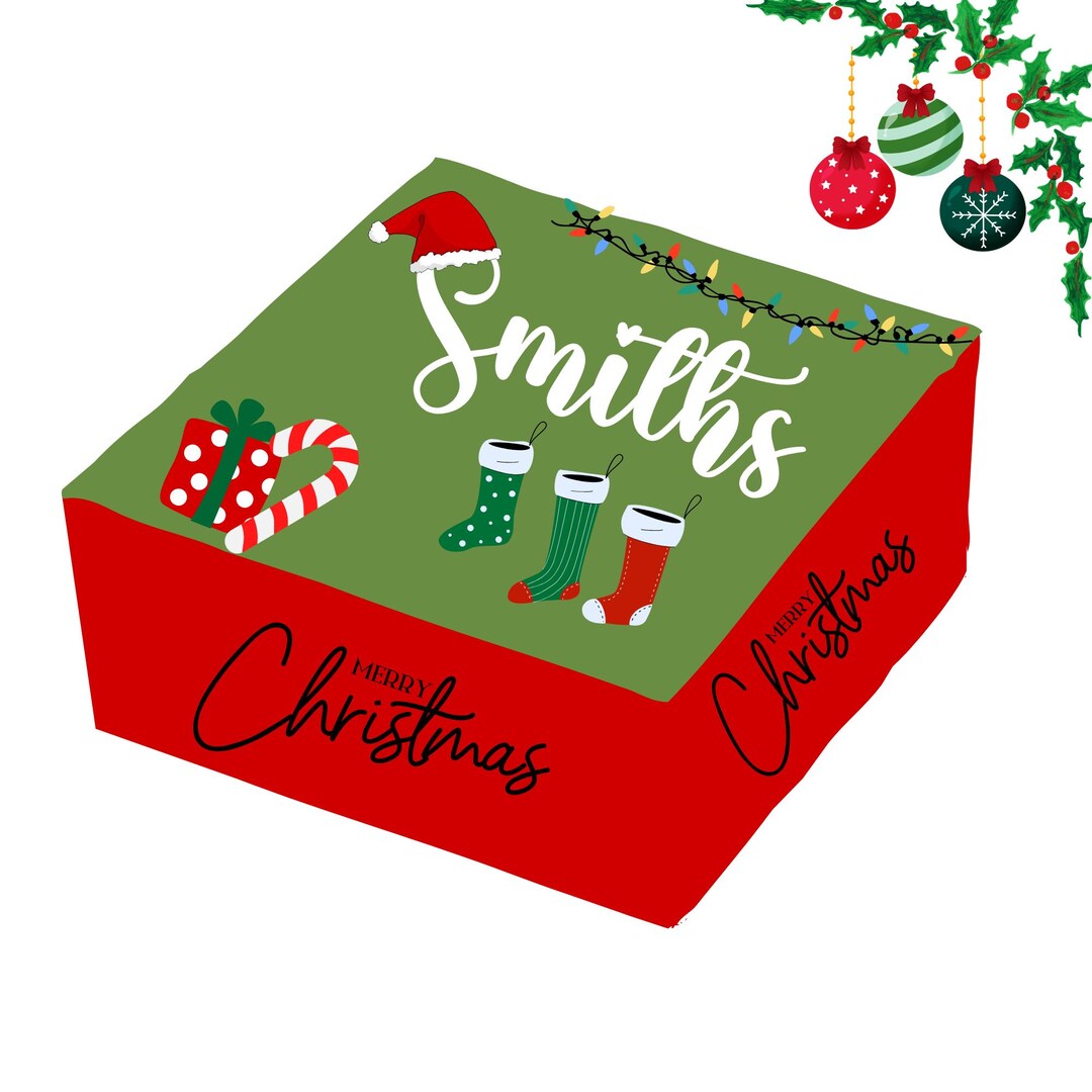 Custom Christmas Last Name Gift Boxes, 8x8x4 Gift Boxes, Custom ...