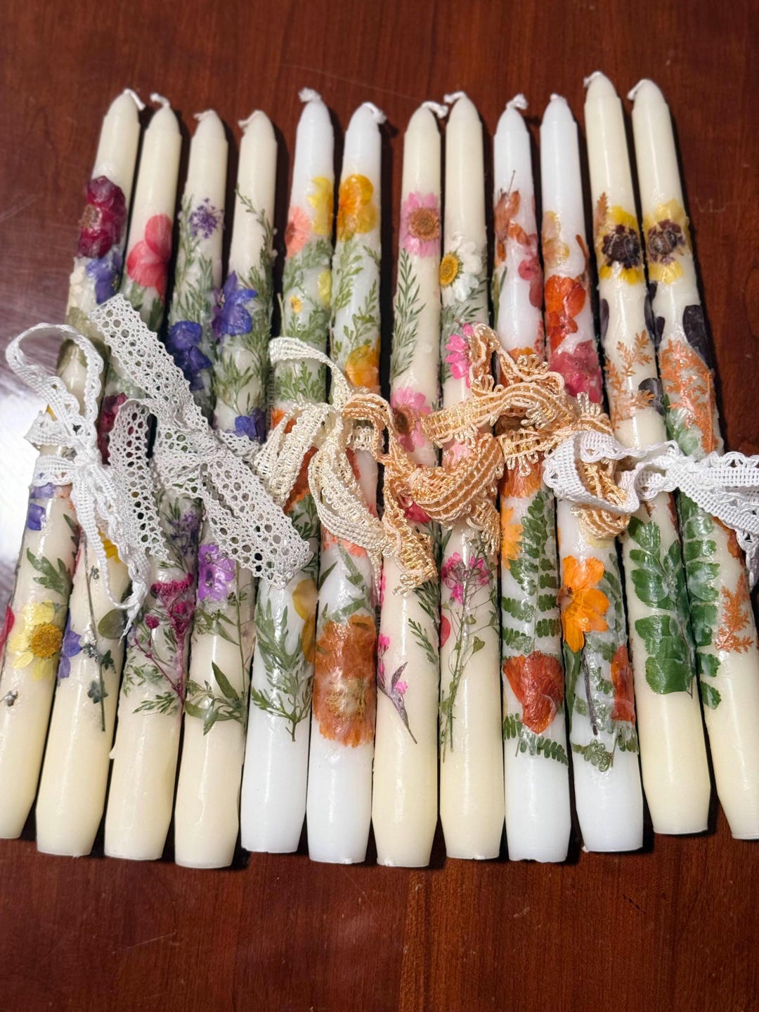 Dried Pressed Flower Taper Candles - Etsy