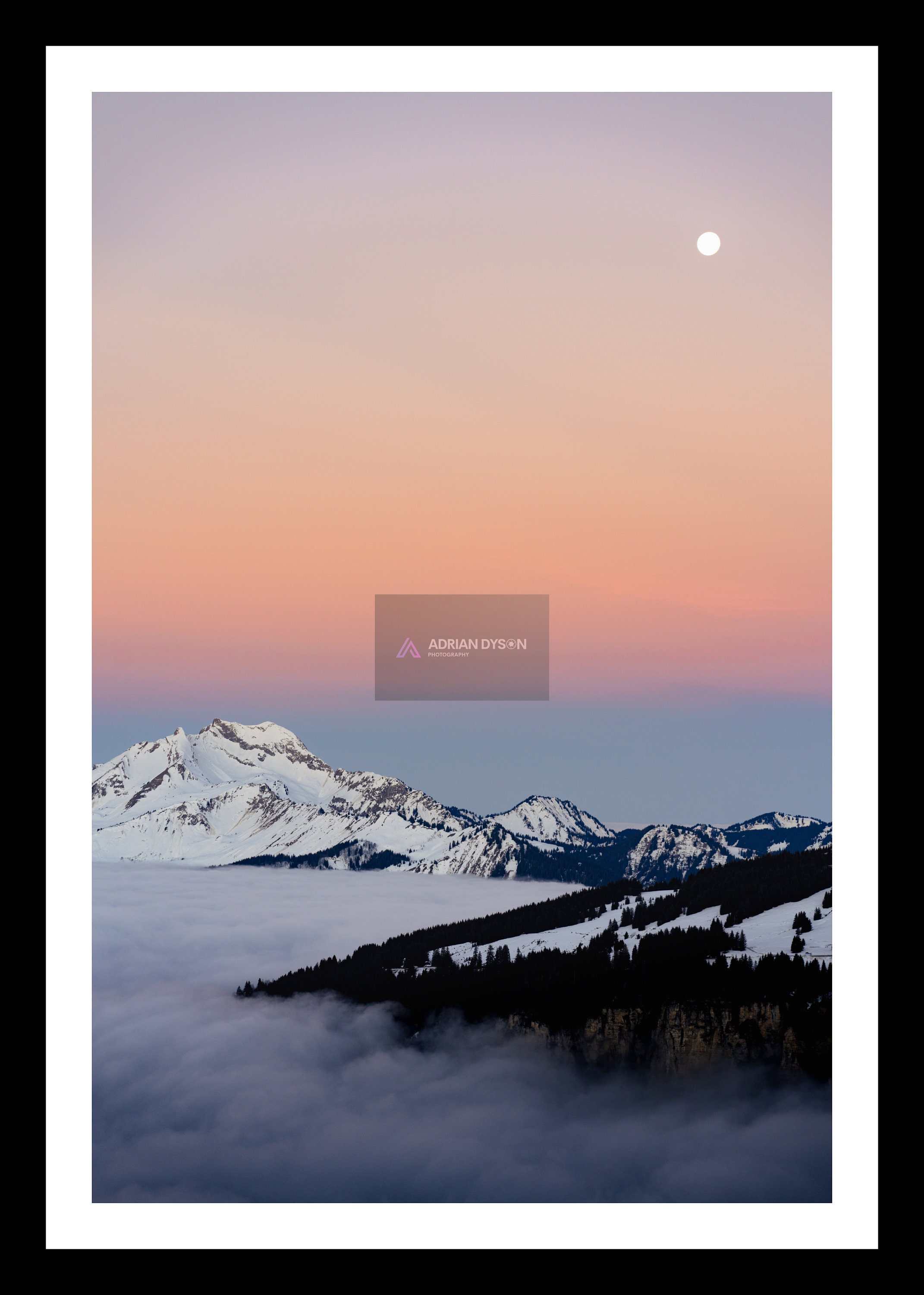Mountain Sunrise With the Moon Photo Print Beautiful High Quality Wall ...