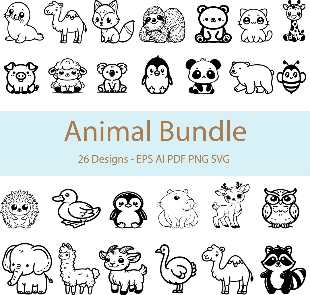 Animals Svg Bundle 26 Cute Animal Svgs - Etsy