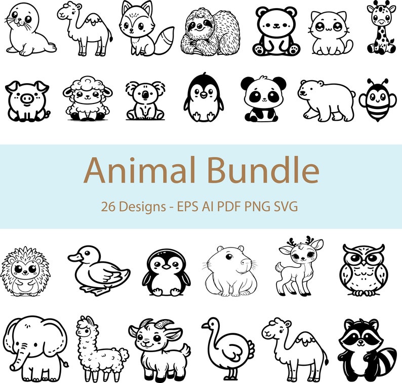 Animals Svg Bundle 26 Cute Animal Svgs - Etsy