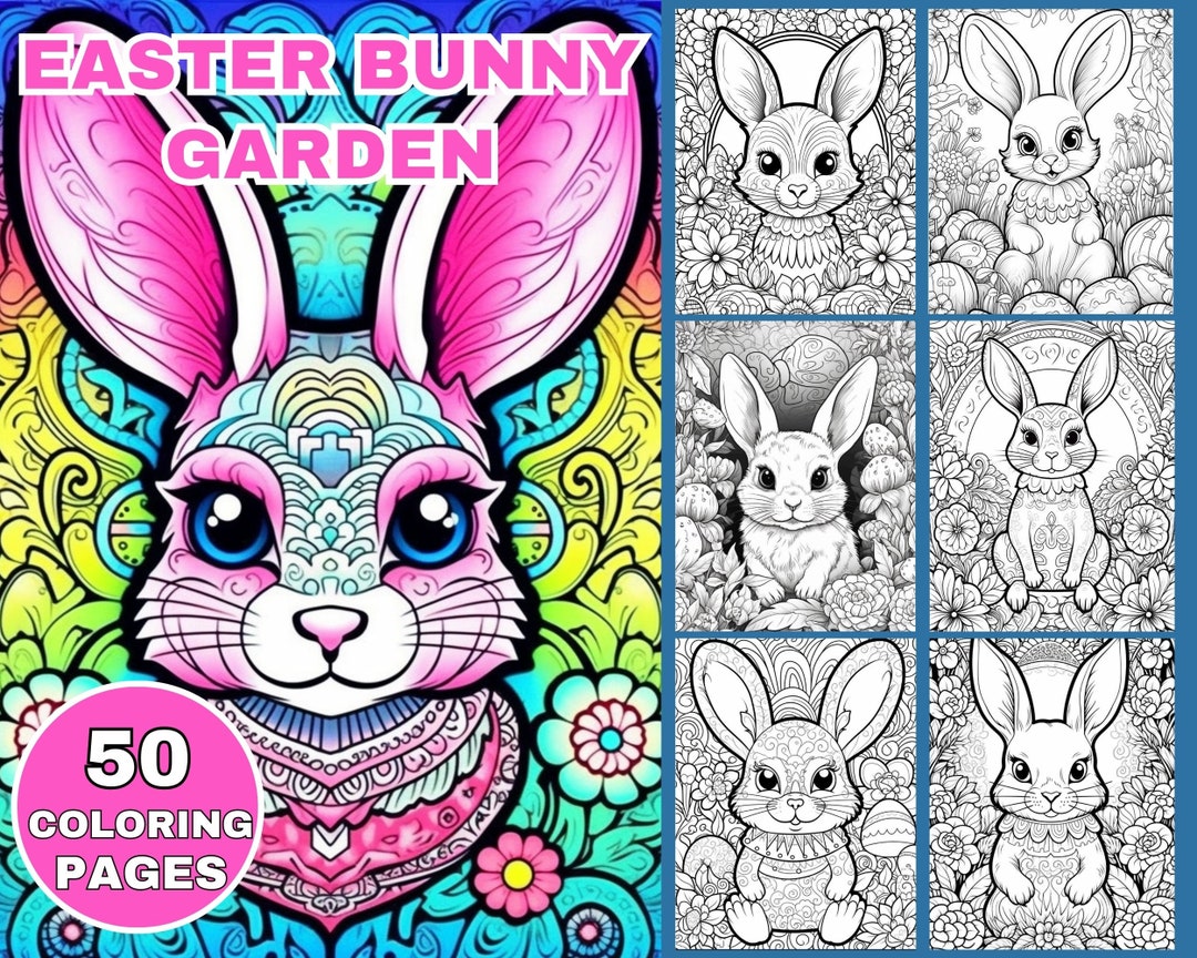 50 Grayscale Easter Coloring Pages Easter Cuties Printable Cute Rabbits ...