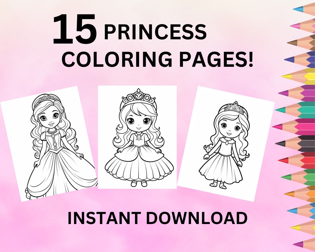 Princess Digital Products Coloring Pages for Kids Activities for ...