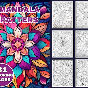 30 Relaxing Mandala Patterns Coloring Pages, Flowers, for Children ...